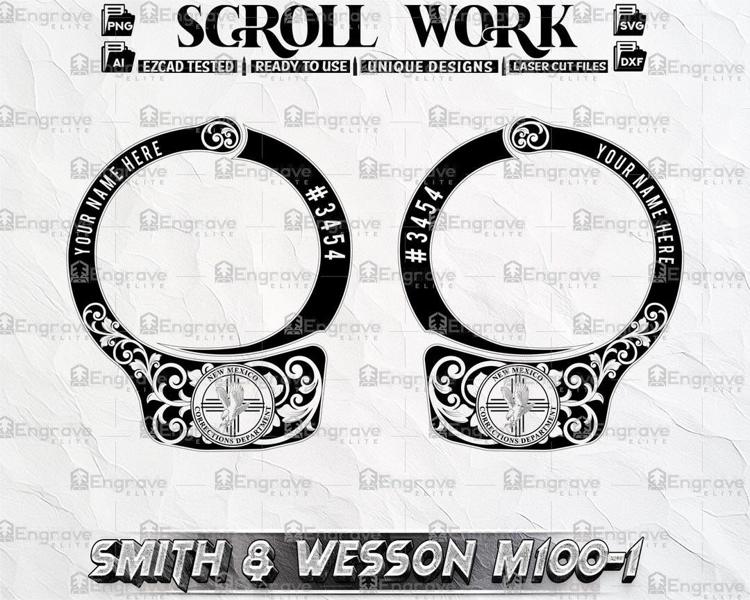 Smith & Wesson M100-1 Custom Handcuff Scrollwork Laser Engraving Design ...