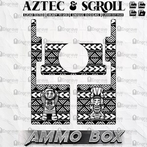 Aztec and Scroll Work Digital Files for Ammo Box Laser Engraving Design ...