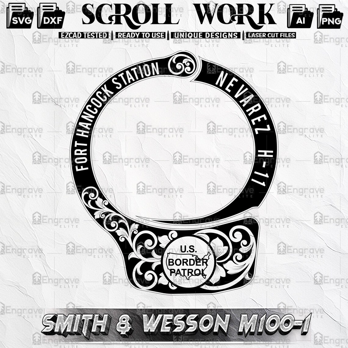 Smith & Wesson M100 Handcuff Scroll Work Laser Engraving Files, SVG Dxf ...