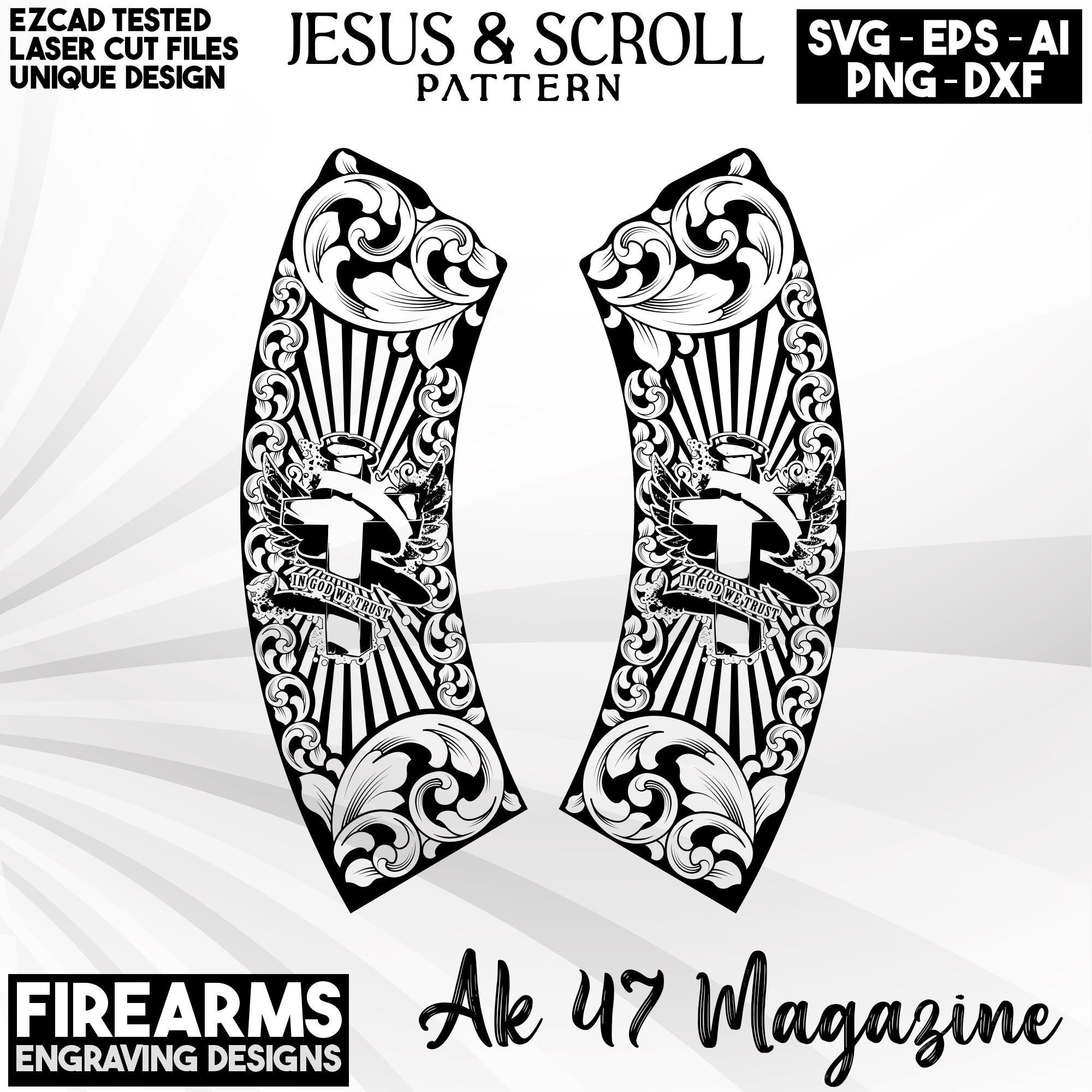 Ak47 Magazine Custom Scroll Work Laser Engraving Design, Custom Scroll ...