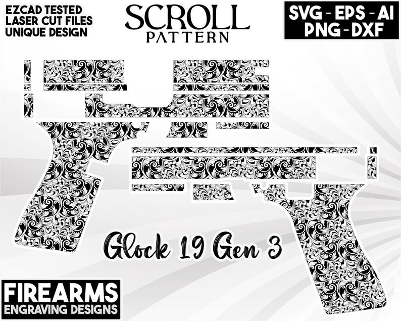Intricate Scroll Work Pattern Laser Engraving Design for Glock19 Gen3 ...