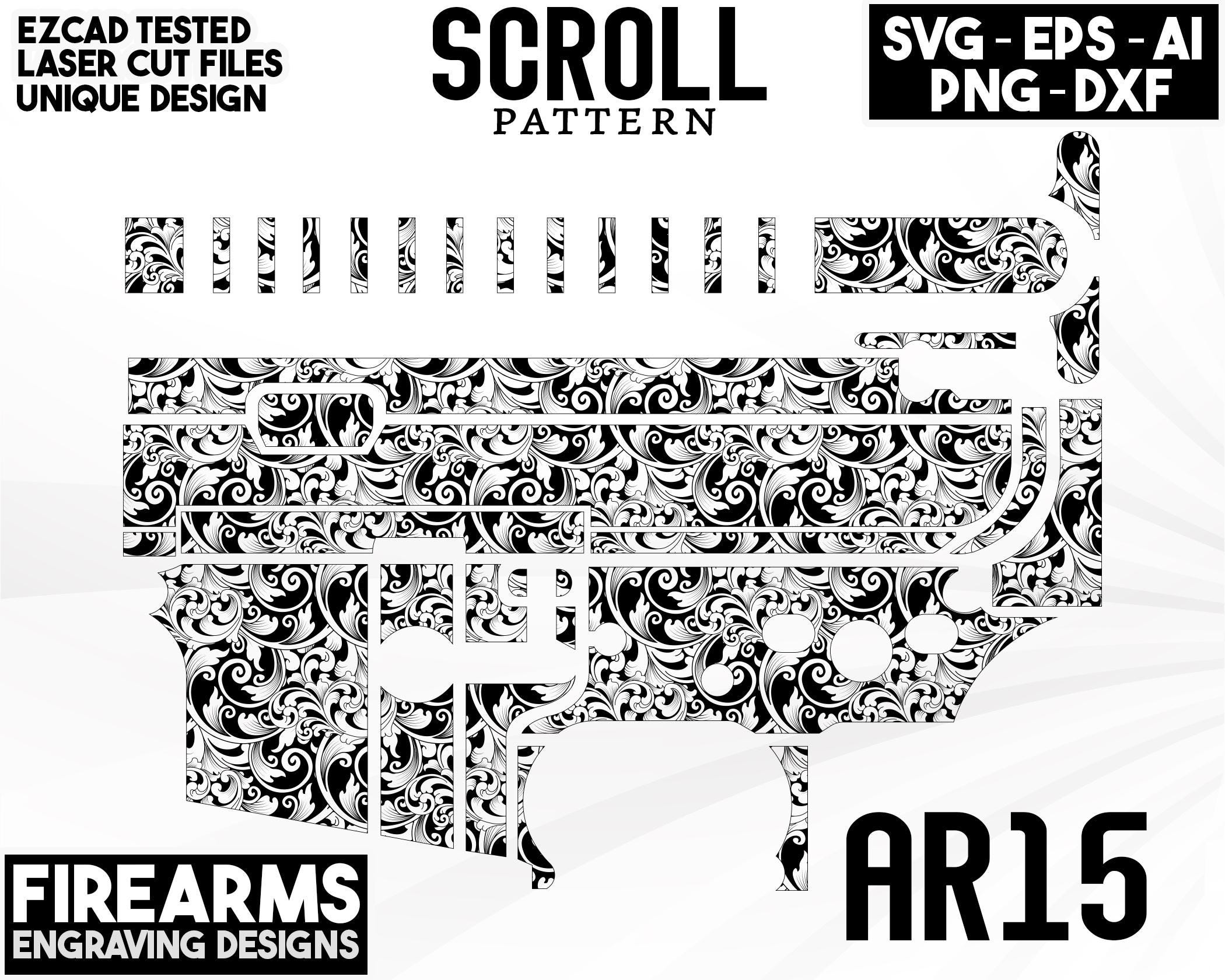 Scroll Work Laser Engraving Design for Ar15 Firearm, Custom Ar15 ...