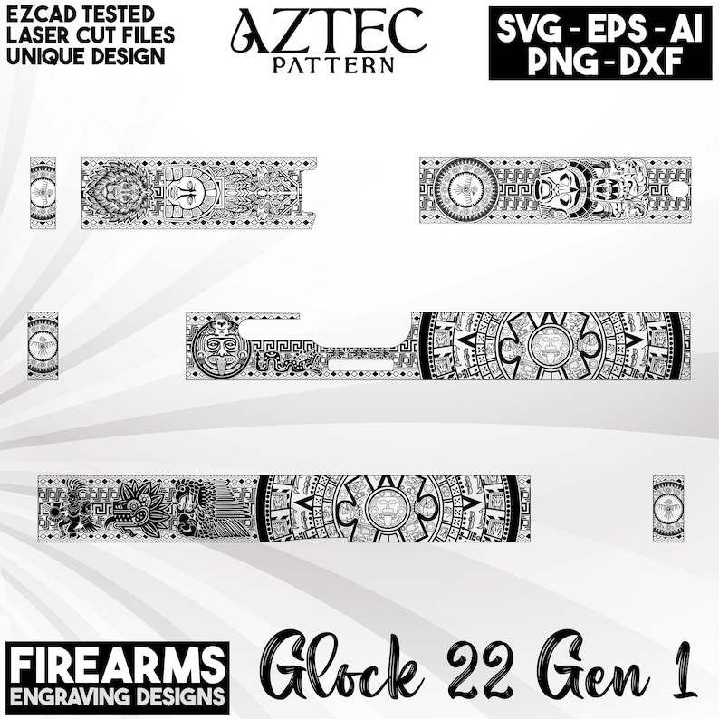 Glock22 Gen1 Aztec Tribal Firearm Laser Engraving Design,aztec Tribal ...