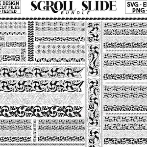 Custom Scroll Work Laser Engraving Design Bundle, Scroll Slide Patterns SVG, Firearms Scroll ...