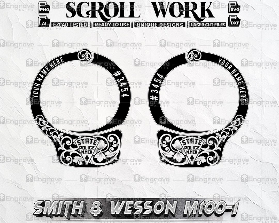 Smith & Wesson M100-1 Custom Handcuff Scrollwork Laser Engraving Design ...