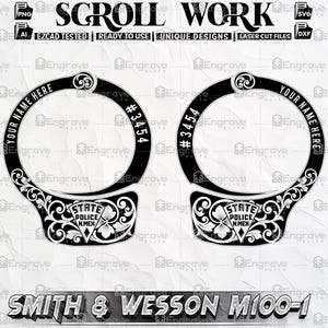 Smith & Wesson M100-1 Custom Handcuff Scrollwork Laser Engraving Design ...