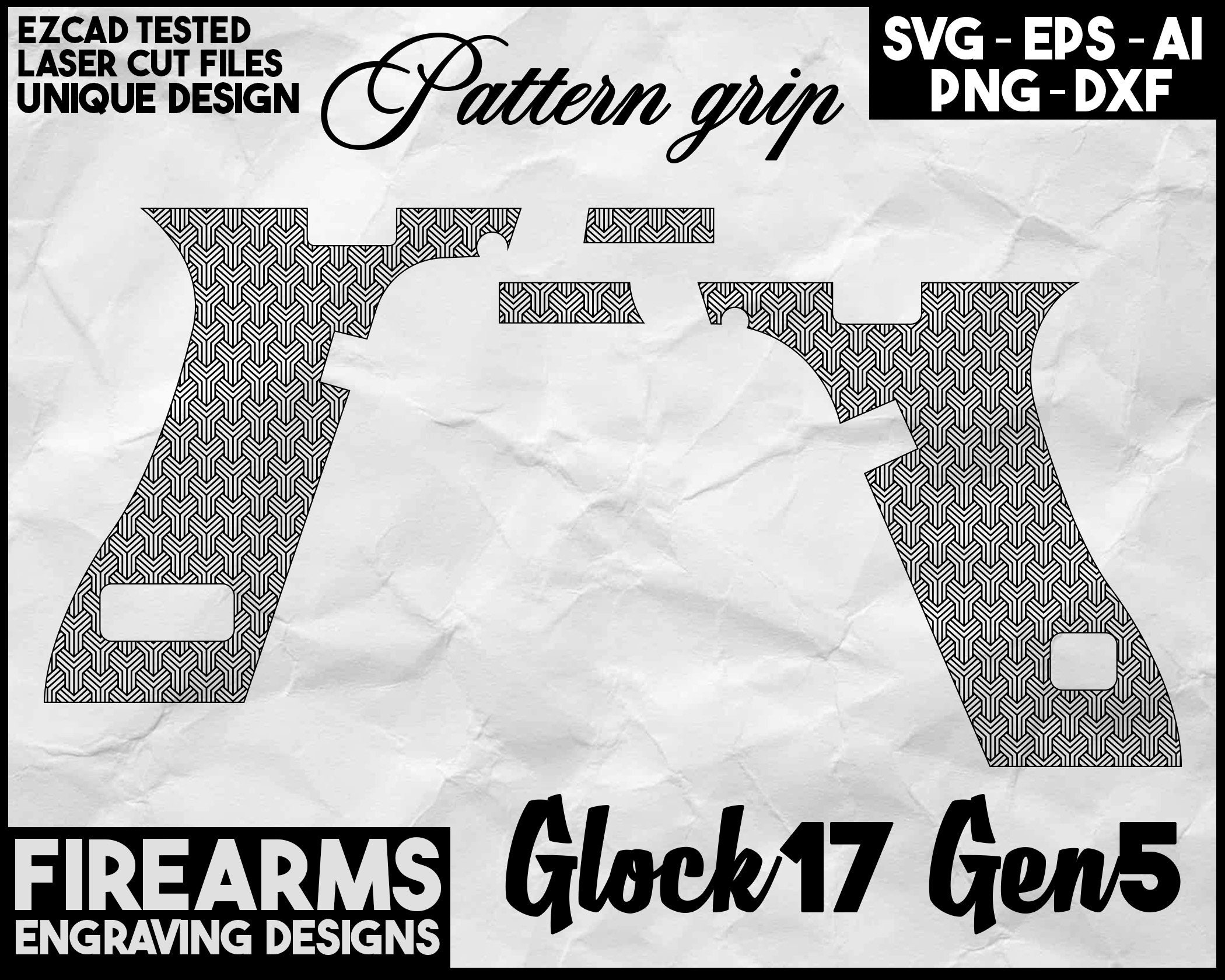 Glock17 Gen5 Firearms Grip Pattern Design, Gun Laser Engraving Design ...