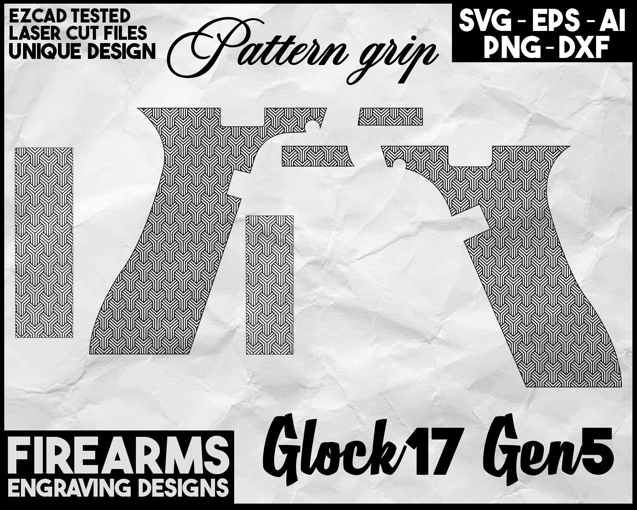 Glock17 Gen5 Firearms Grip Pattern Design, Gun Laser Engraving Design ...