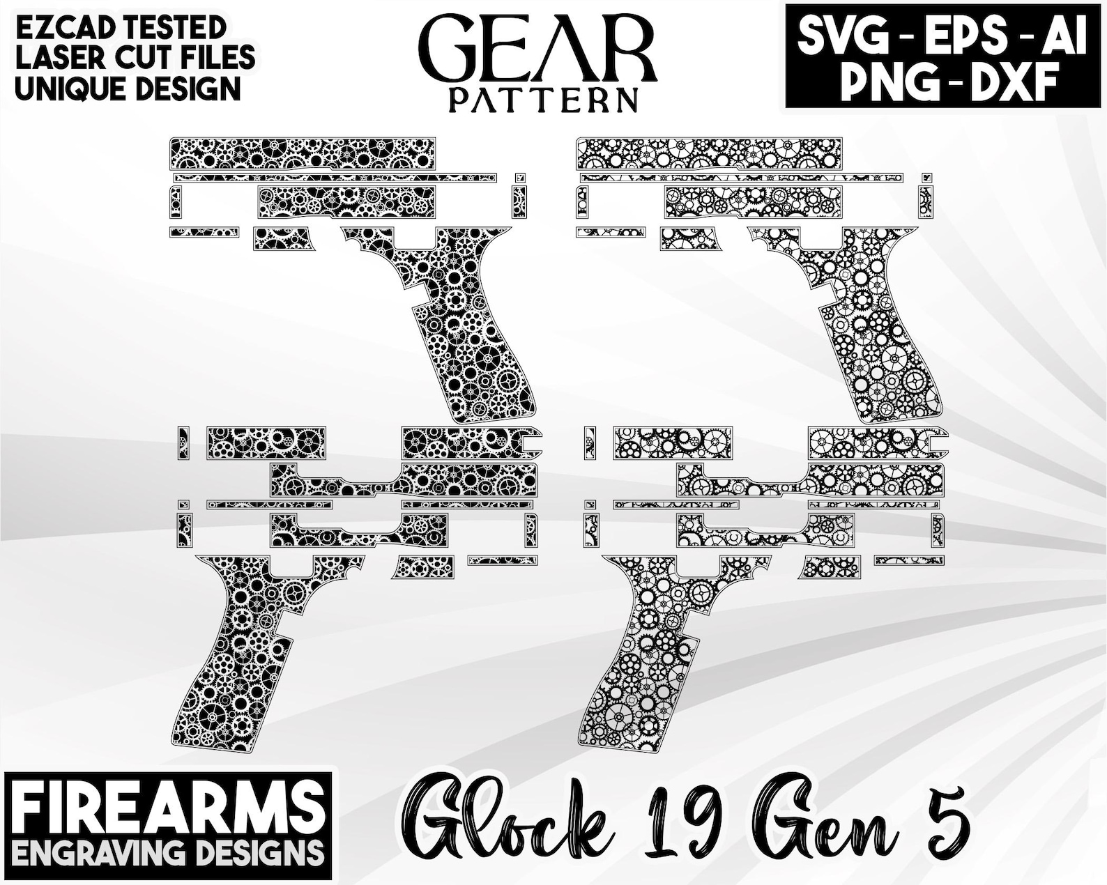 Custom Mechanical Gear Laser Engraving Design for Glock19 Gen5 ...