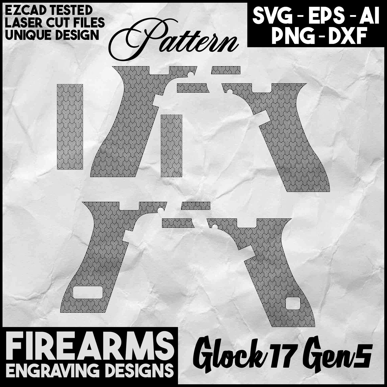 Glock17 Gen5 Firearms Grip Pattern Design, Gun Laser Engraving Design ...