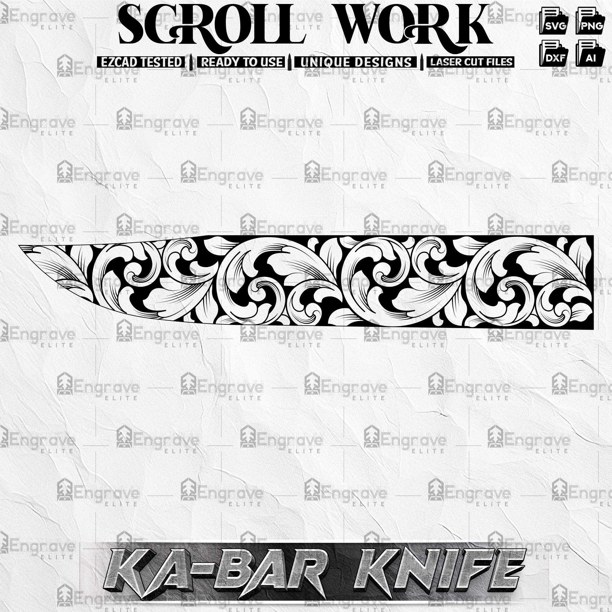 KA-BAR Knife Scroll Work Laser Engraving Design, Knife Scroll Files ...