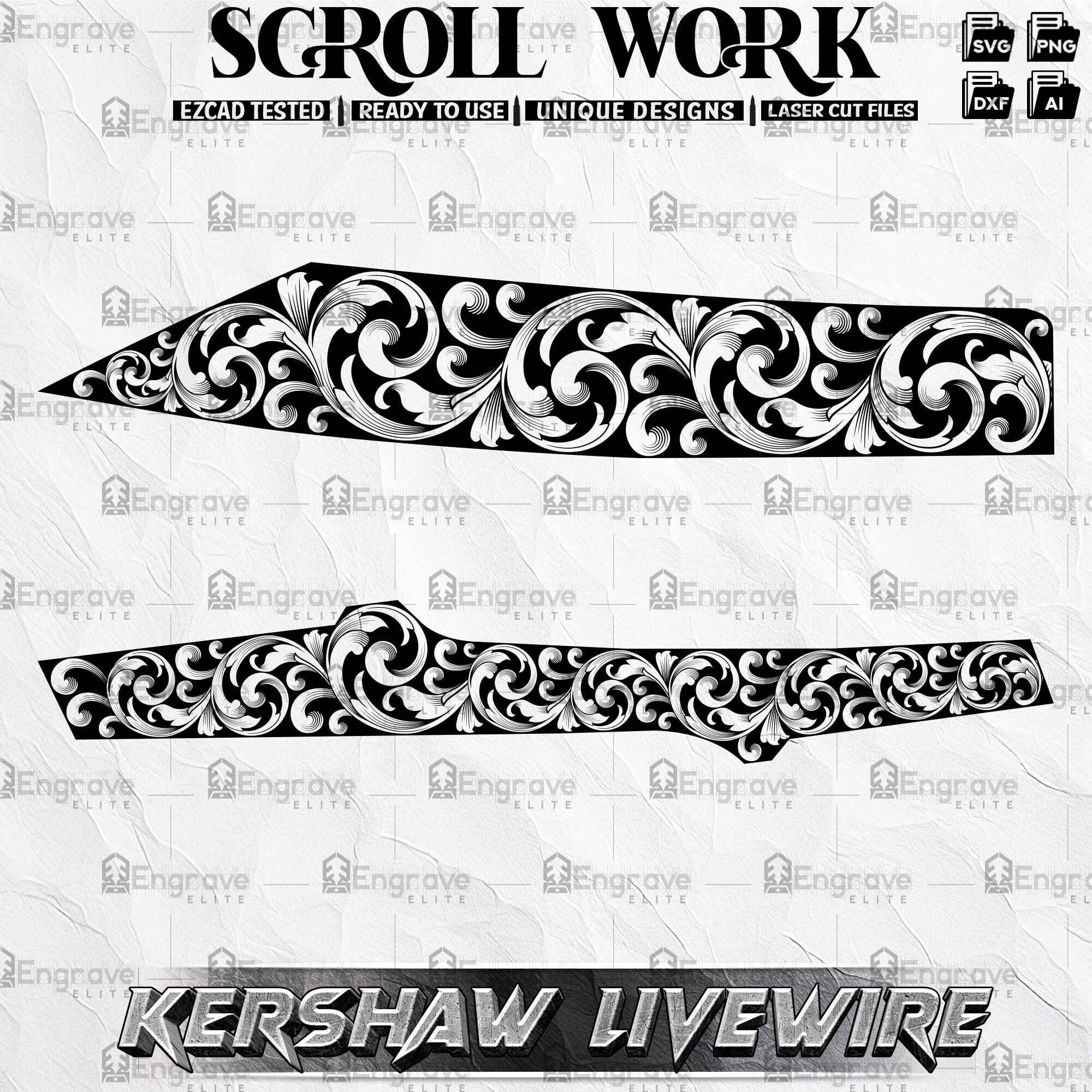 Custom Kershaw Livewire Knife Scroll Work Laser Engraving Design, Knife ...