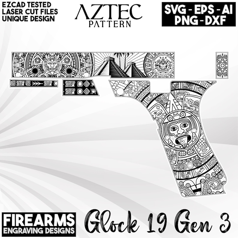 Custom Glock19 Gen3 Aztec Theme Pattern Laser Engraving Designs, Aztec ...