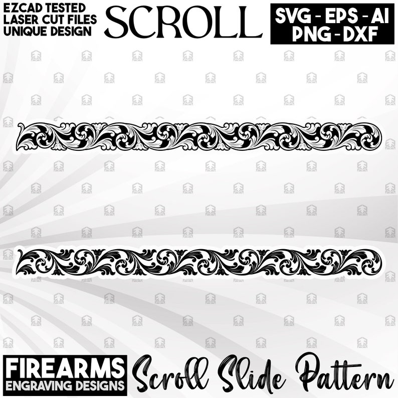 Scroll Work Slide Pattern Bundle,vector Gun Scroll Designs, Firearms ...