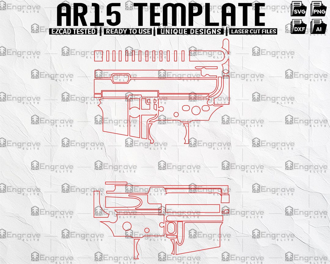 Ar15 Firearm Laser Engraving Design Template, Ar15 Template SVG, Gun ...