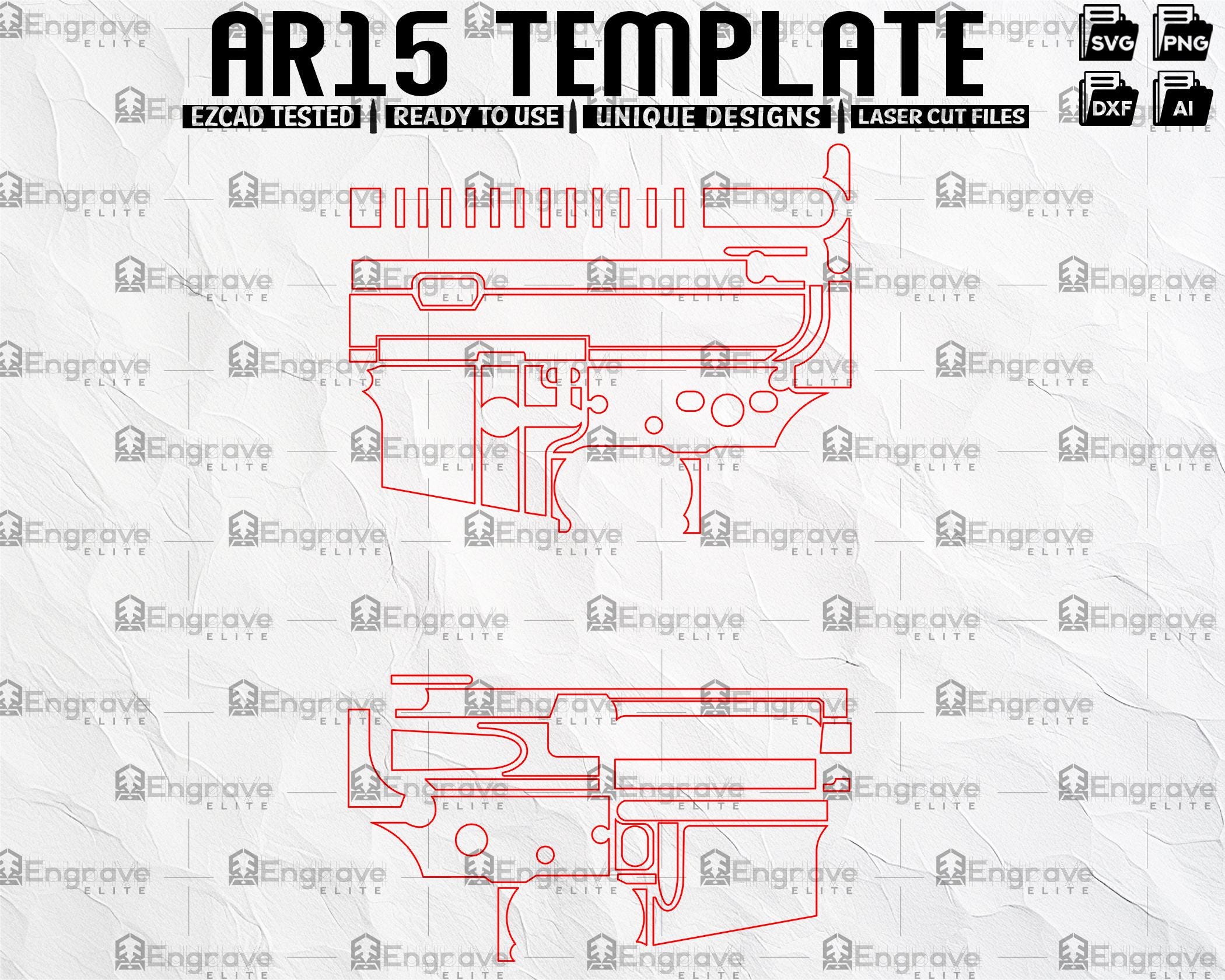 Ar15 Firearm Laser Engraving Design Template, Ar15 Template SVG, Gun ...