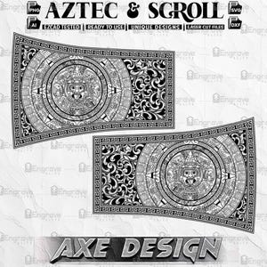 Scroll Aztec Themed Axe Laser Engraving Design | 4 Different Axe ...