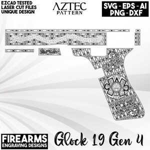 Custom Laser Files Aztec Tribal Pattern Laser Engraved Glock19 Gen4 ...