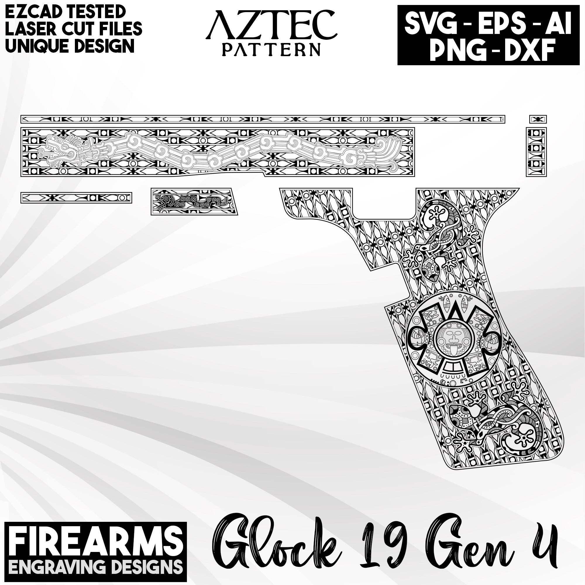 Custom Laser Files Aztec Tribal Pattern Laser Engraved Glock19 Gen4 ...