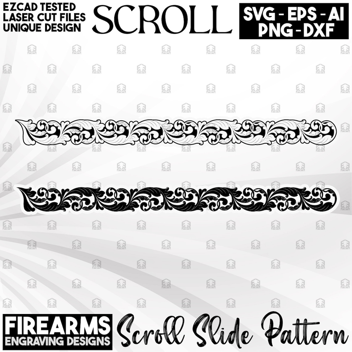 Scroll Work Slide Pattern Bundle,vector Gun Scroll Designs, Firearms ...