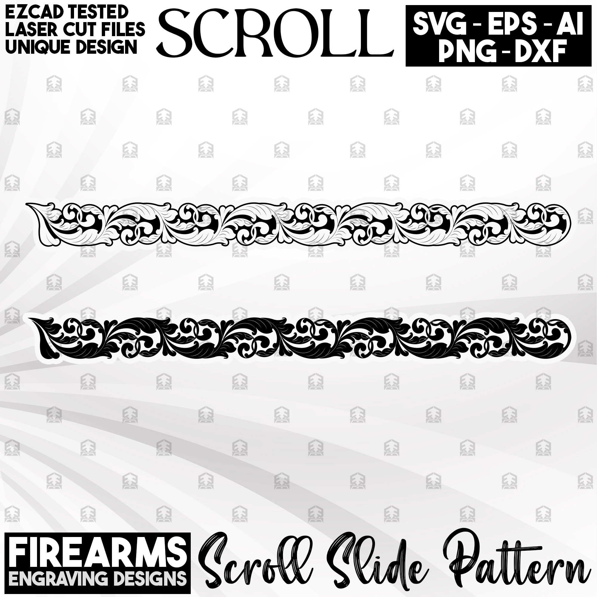 Scroll Work Slide Pattern Bundle,vector Gun Scroll Designs, Firearms ...