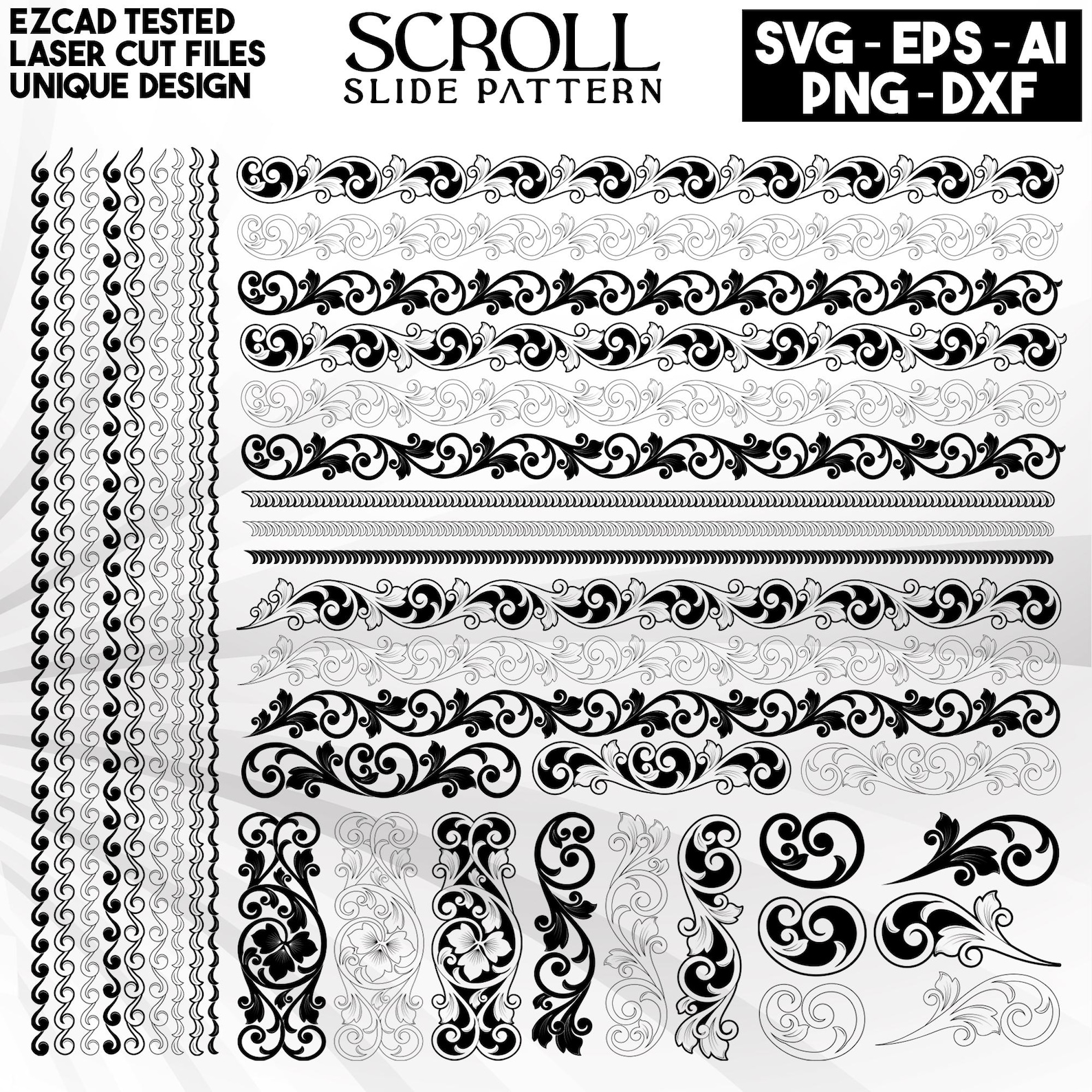 Custom Scroll Slide Pattern Laser Engraving Design, Firearms Scroll ...