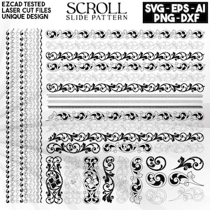 Custom Scroll Slide Pattern Laser Engraving Design, Firearms Scroll Laser Art, Scroll SVG Files ...