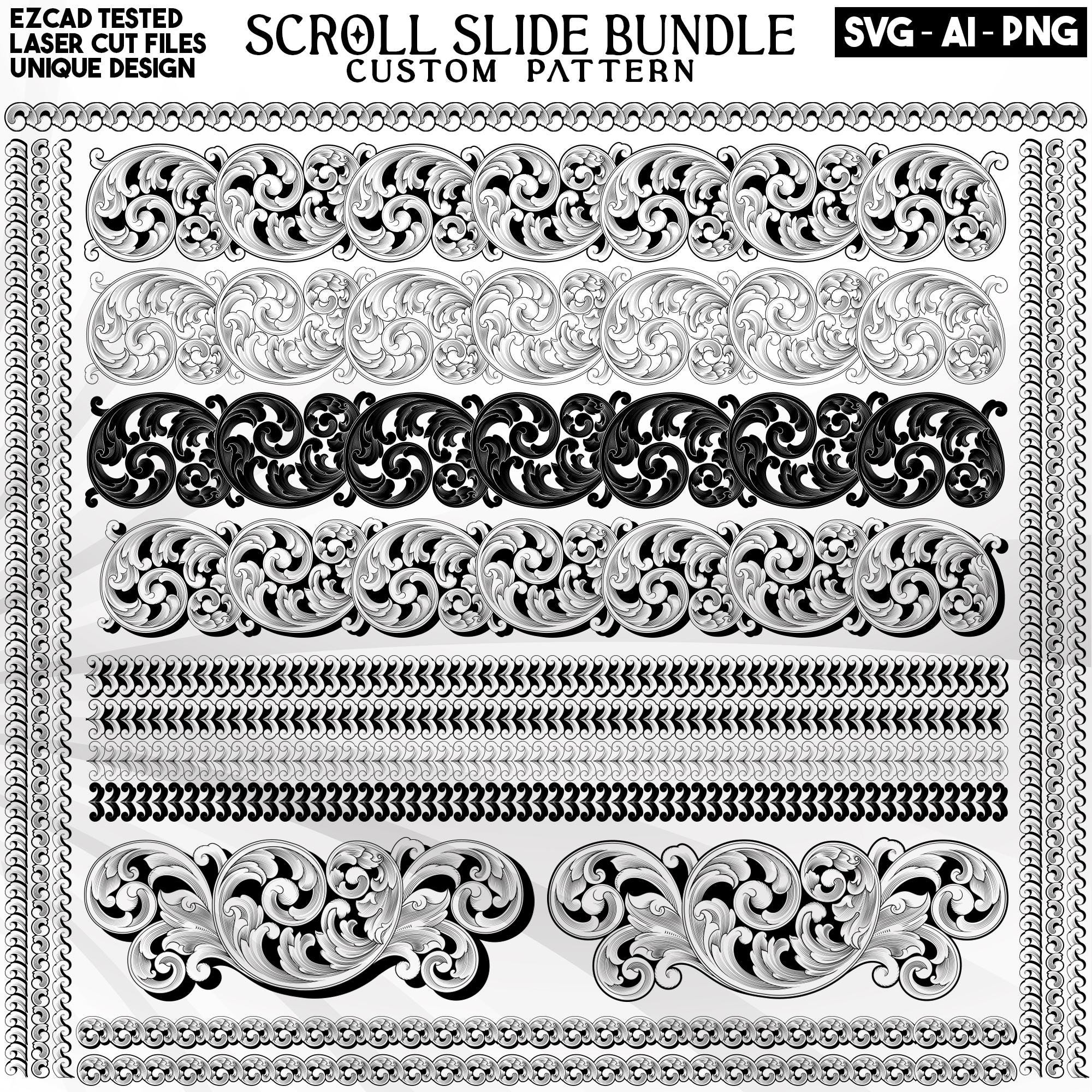 Custom Scroll Work Laser Engraving Design Bundle, Intricate Firearm ...