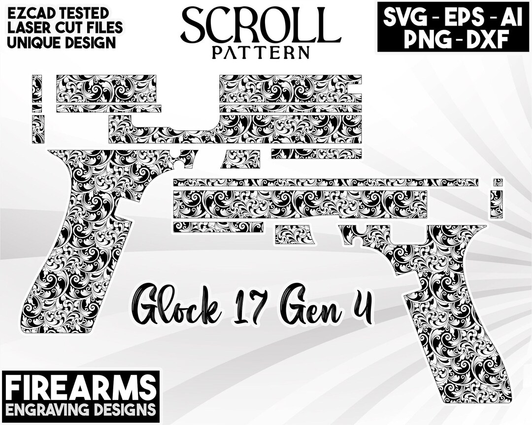 Glock17 Gen4 Firearms Scroll Pattern Design, Digital Scroll Work Laser ...