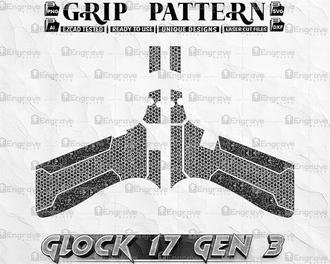 Glock17 Gen3 Grip Pattern | Honeycomb, Stippling Laser Engraving File ...