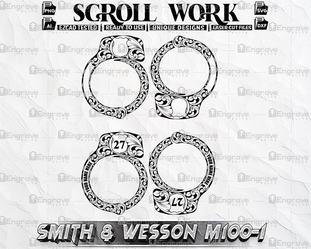 Custom Smith & Wesson M100-1 Handcuff Scroll Work Laser Engraving Files ...