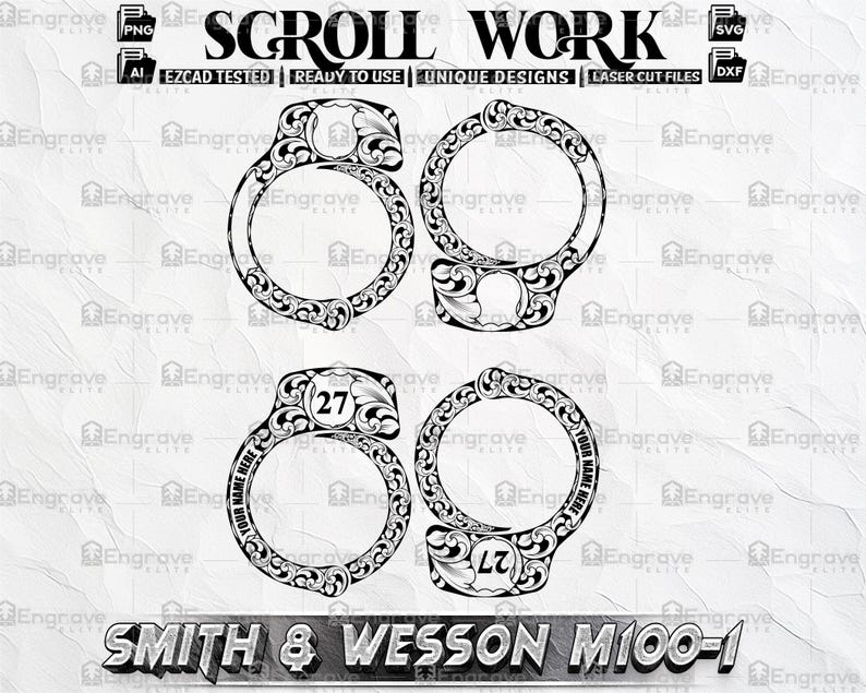 Custom Smith & Wesson M100-1 Handcuff Scroll Work Laser Engraving Files ...