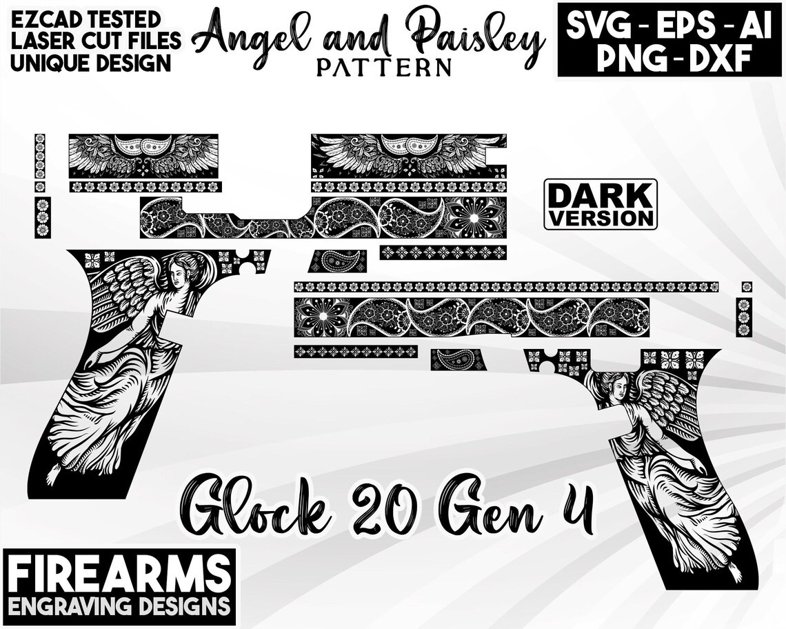 Custom Angel and Paisley Vector Laser Engraving Design Files, Firearm ...