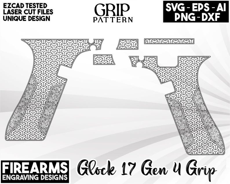 Glock17 Gen4 Firearm Grip Pattern Laser Engraving Design, Glock17 ...