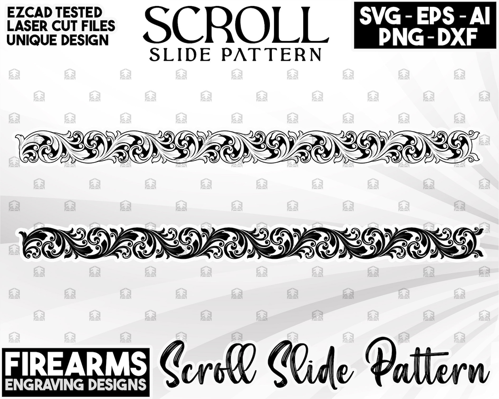 Scroll Work Slide Pattern Bundle,vector Gun Scroll Designs, Firearms ...