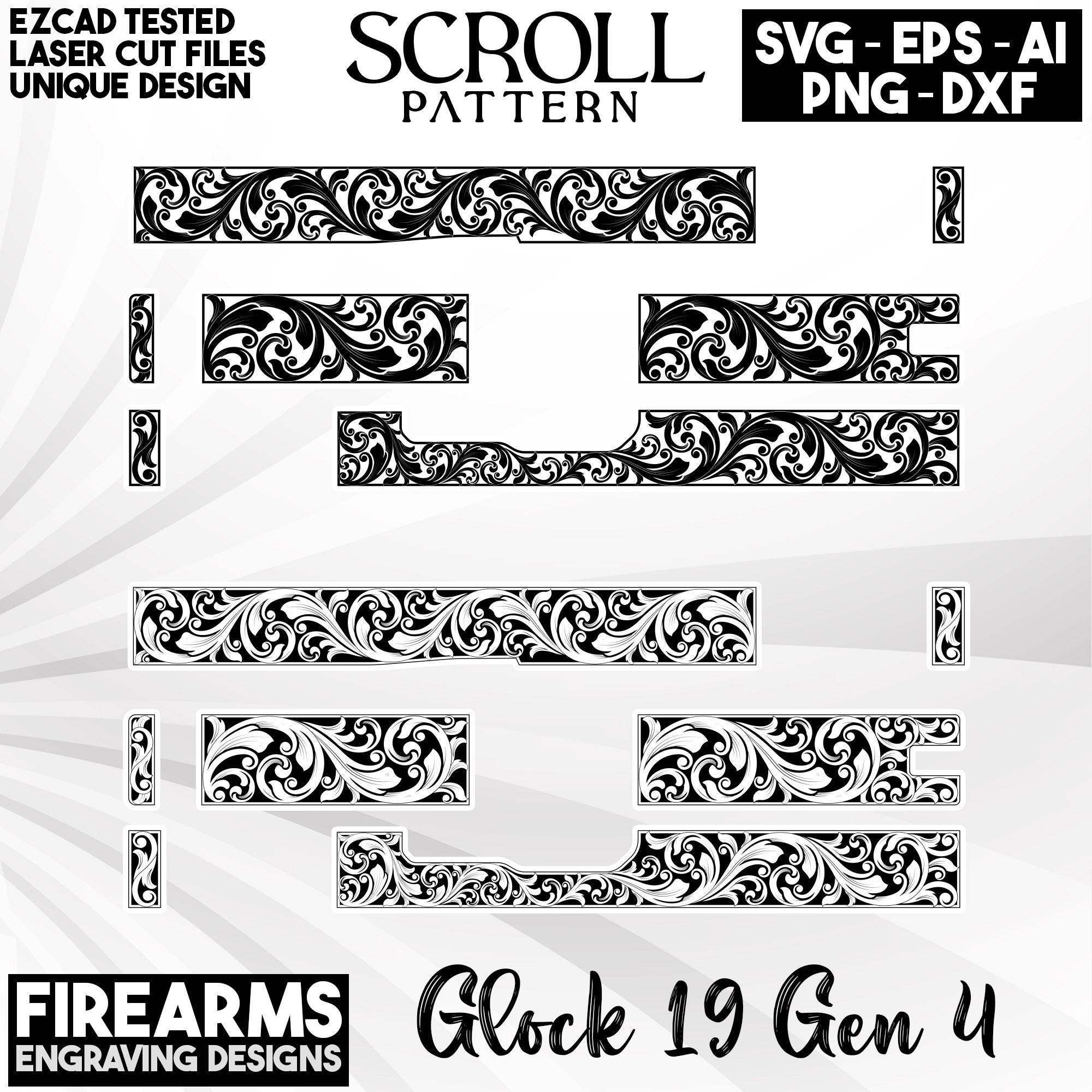 Intricate Scroll Work Laser Engraving Design for Glock19 Gen4, Custom ...