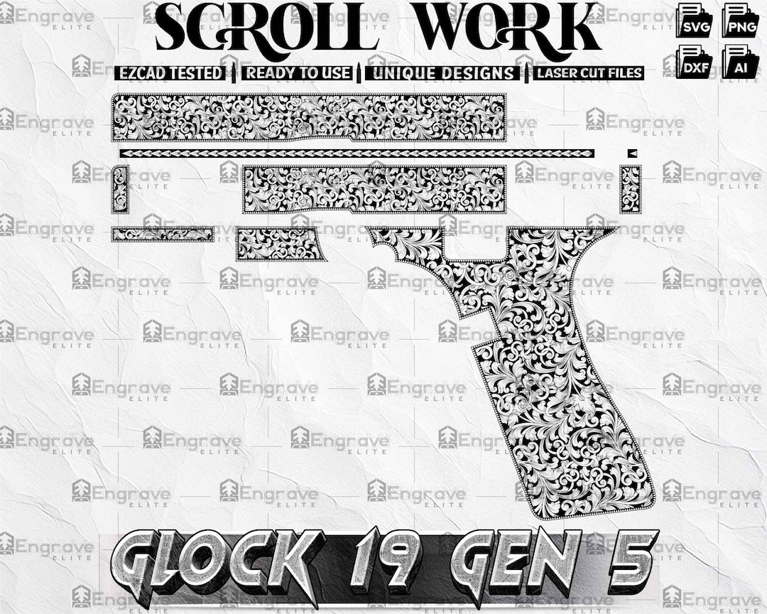 Glock19 Gen5 Custom Scroll Work Pattern Firearms Laser Engraving Design ...
