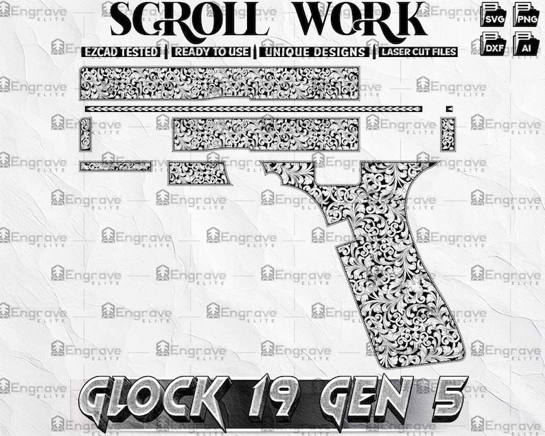 Glock19 Gen5 Custom Scroll Work Pattern Firearms Laser Engraving Design ...