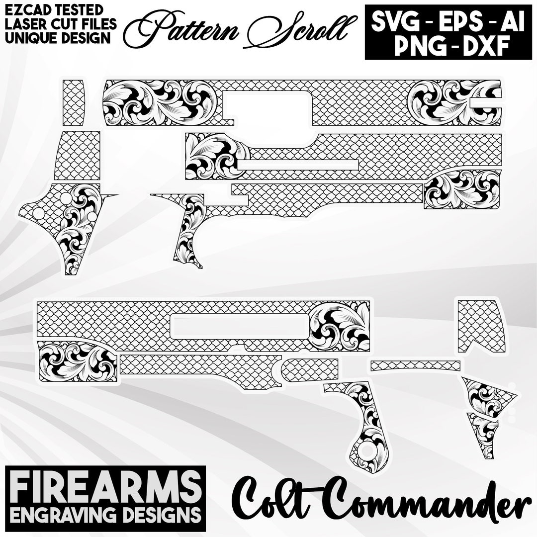 Colt Commander Pattern and Scroll Work Laser Engraving Design, Scroll ...