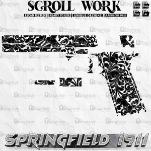 Custom Springfield1911 Firearm Scrollwork Pattern Laser Engraving Files ...