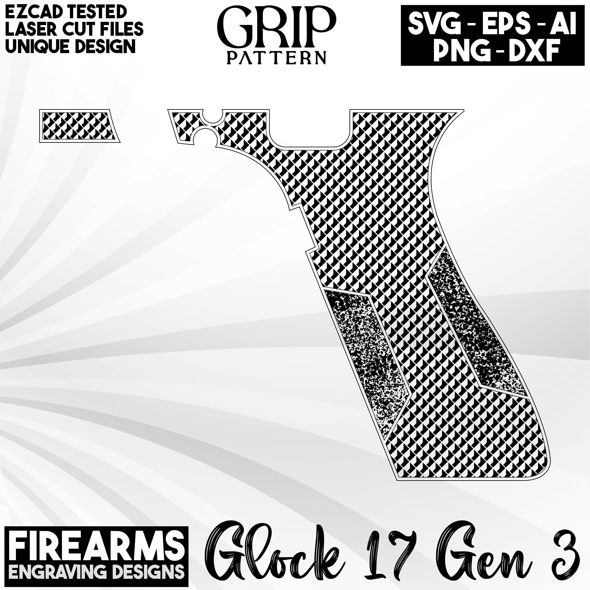 Glock17 Gen3 Firearms Grip Pattern Laser Engraving Design, Glock17 ...