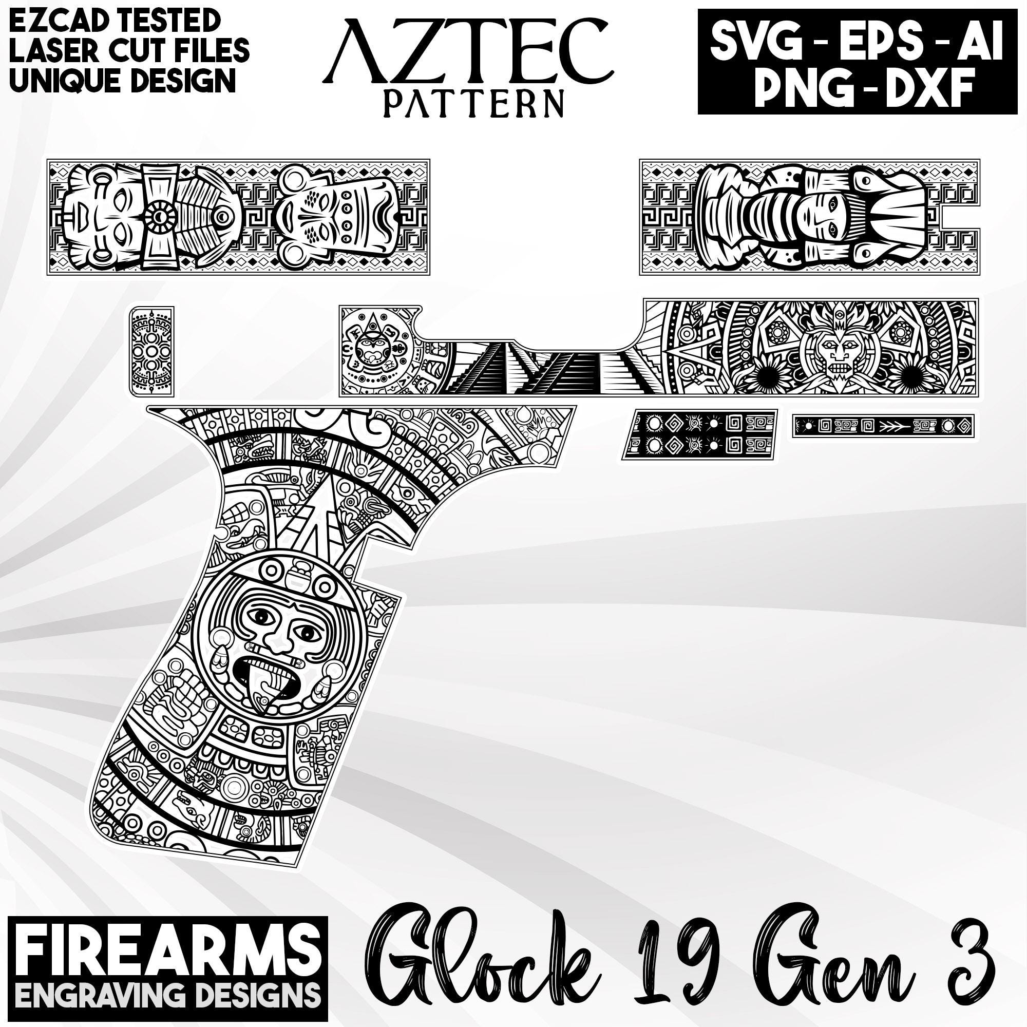 Custom Glock19 Gen3 Aztec Theme Pattern Laser Engraving Designs, Aztec ...