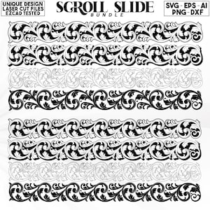 Custom Scroll Work Laser Engraving Design Bundle, Scroll Slide Patterns ...