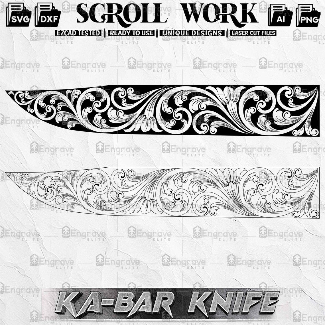 KA-BAR Knife Custom Laser Design, Knife Scroll Design, Knife Laser ...