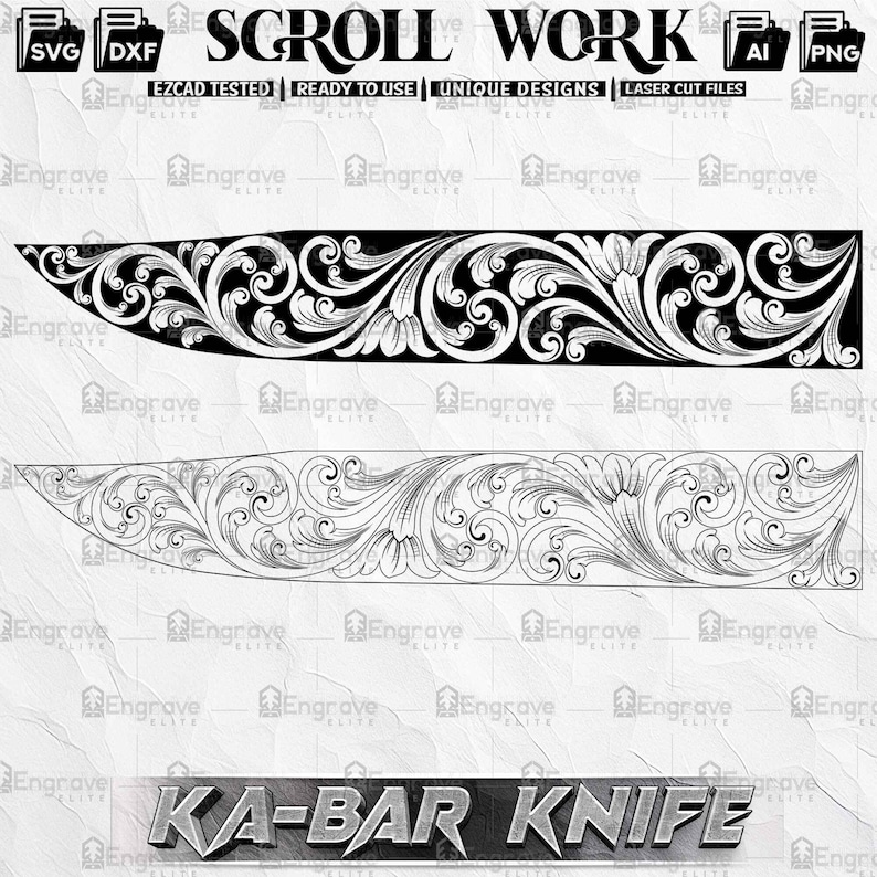 KA-BAR Knife Custom Laser Design, Knife Scroll Design, Knife Laser ...