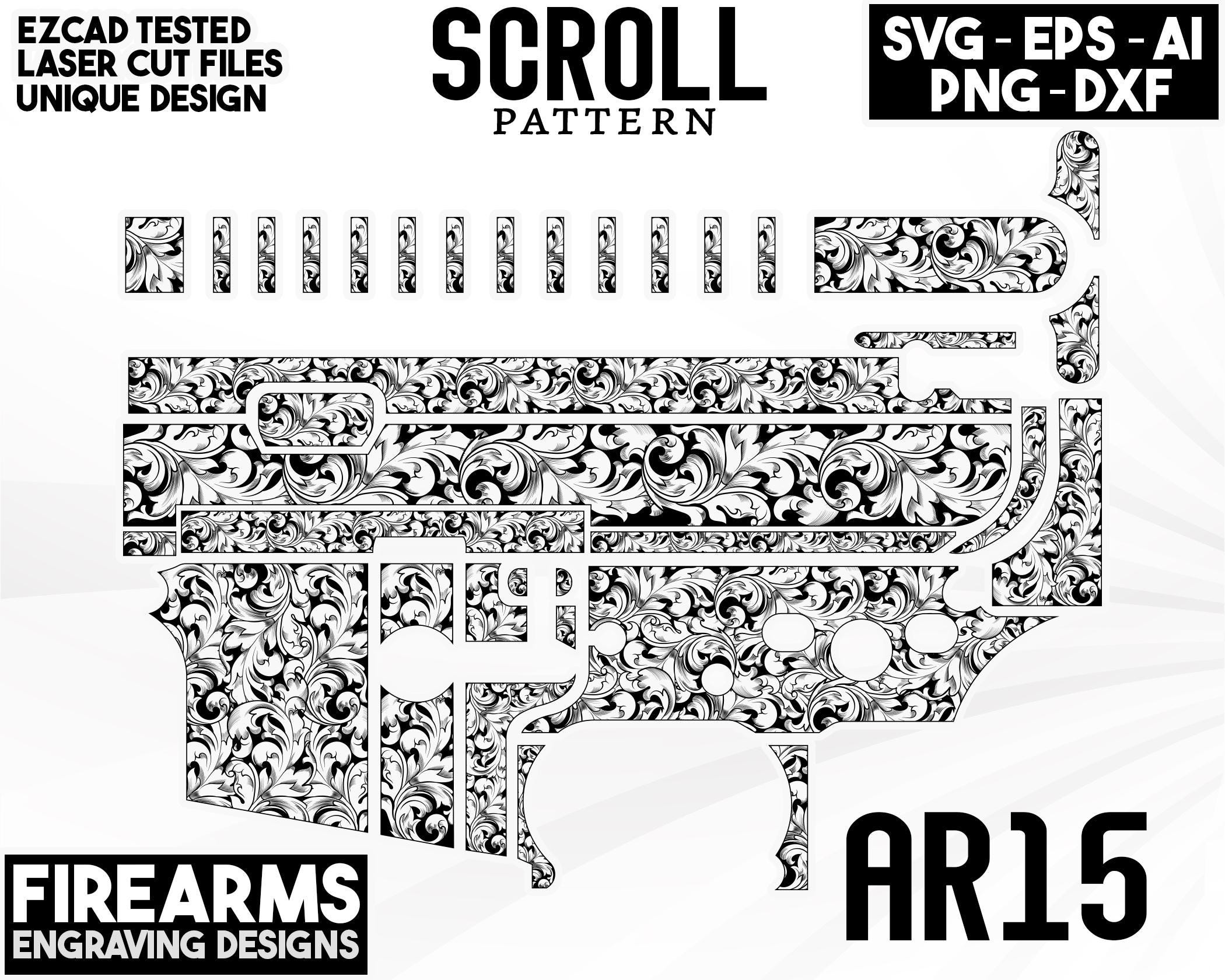 Ar15 Custom Scroll Design, Scroll Work Laser Engraving Design, Ar15 ...