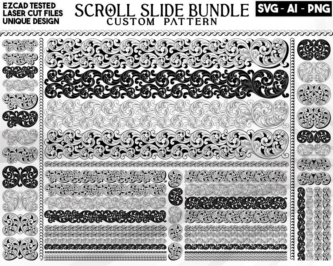 Custom Scroll Work Laser Engraving Design Bundle, Intricate Firearm Patterns, Firearms Scroll ...