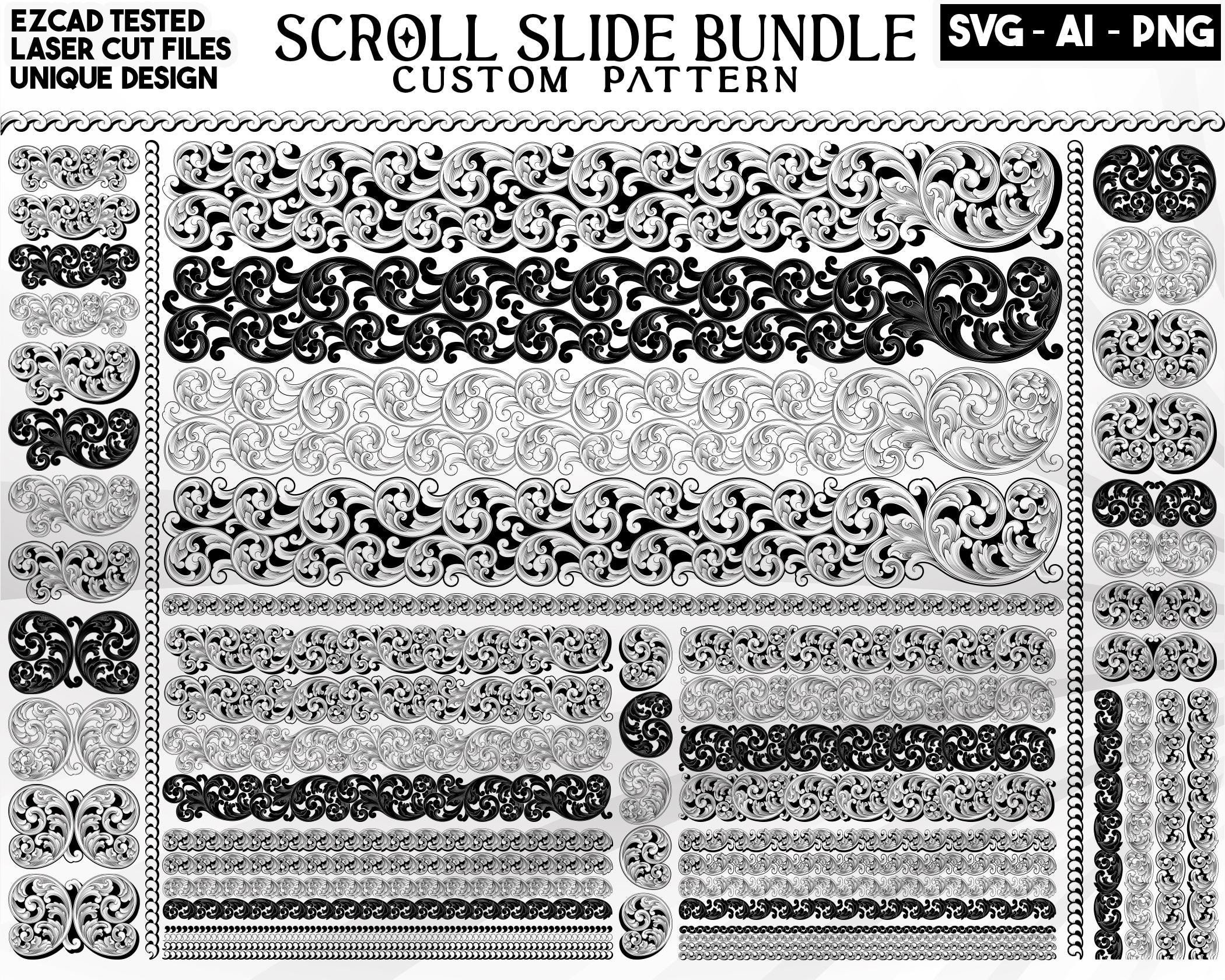 Custom Scroll Work Laser Engraving Design Bundle, Intricate Firearm Patterns, Firearms Scroll ...