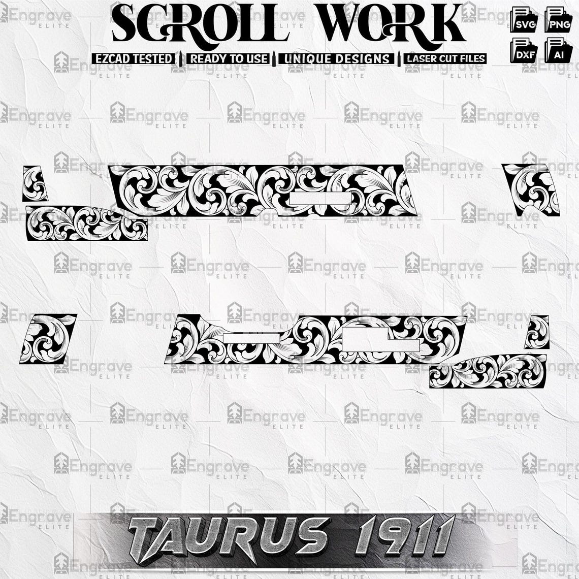 Taurus 1911 Firearm Scroll Work Laser Engraving Design, Colt Gun Scroll ...