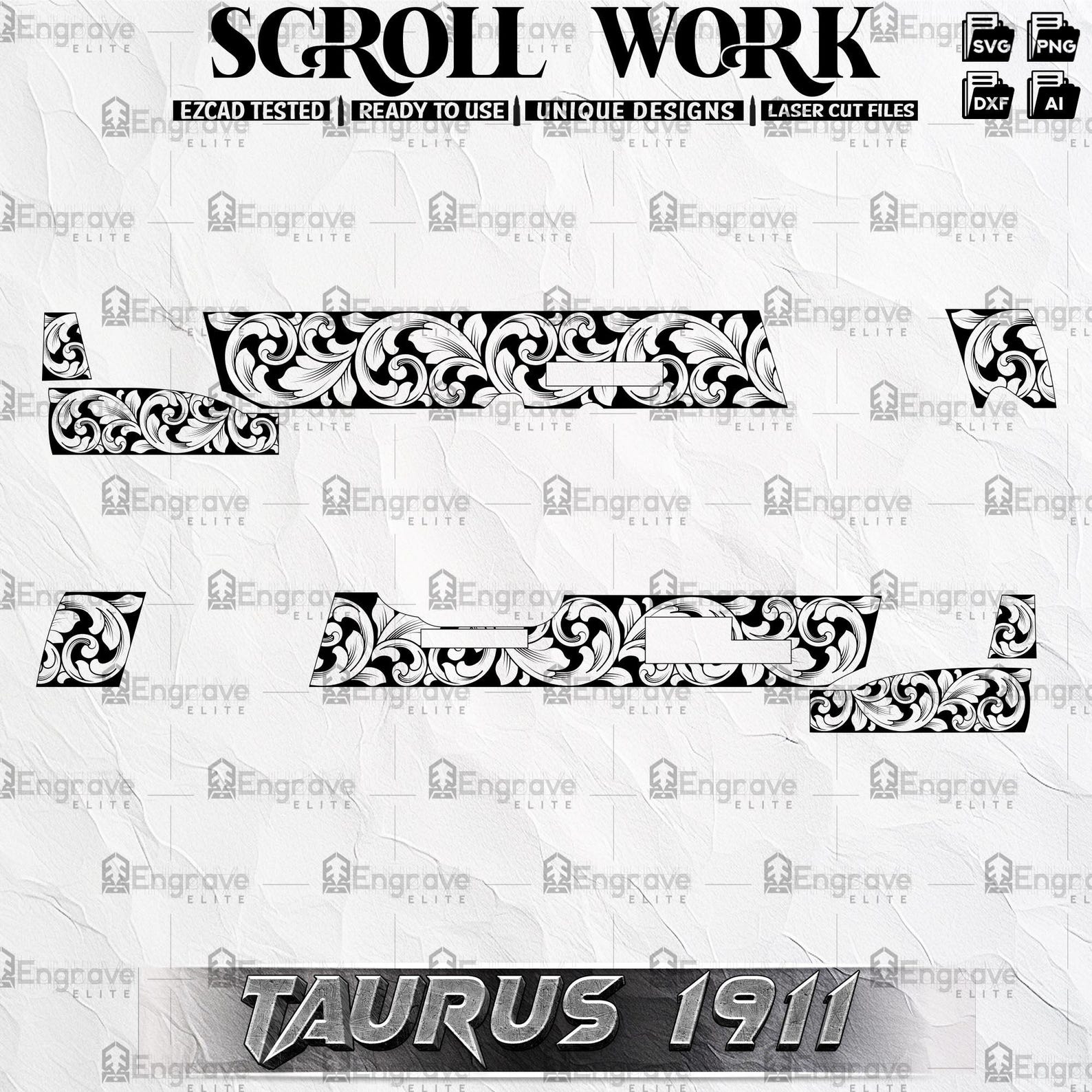 Taurus 1911 Firearm Scroll Work Laser Engraving Design, Colt Gun Scroll ...